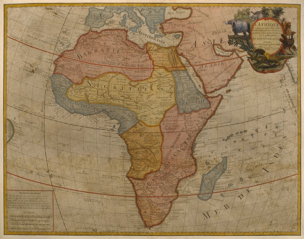 Map of Africa, Published in 1700, Paris by Guillaume Delisle